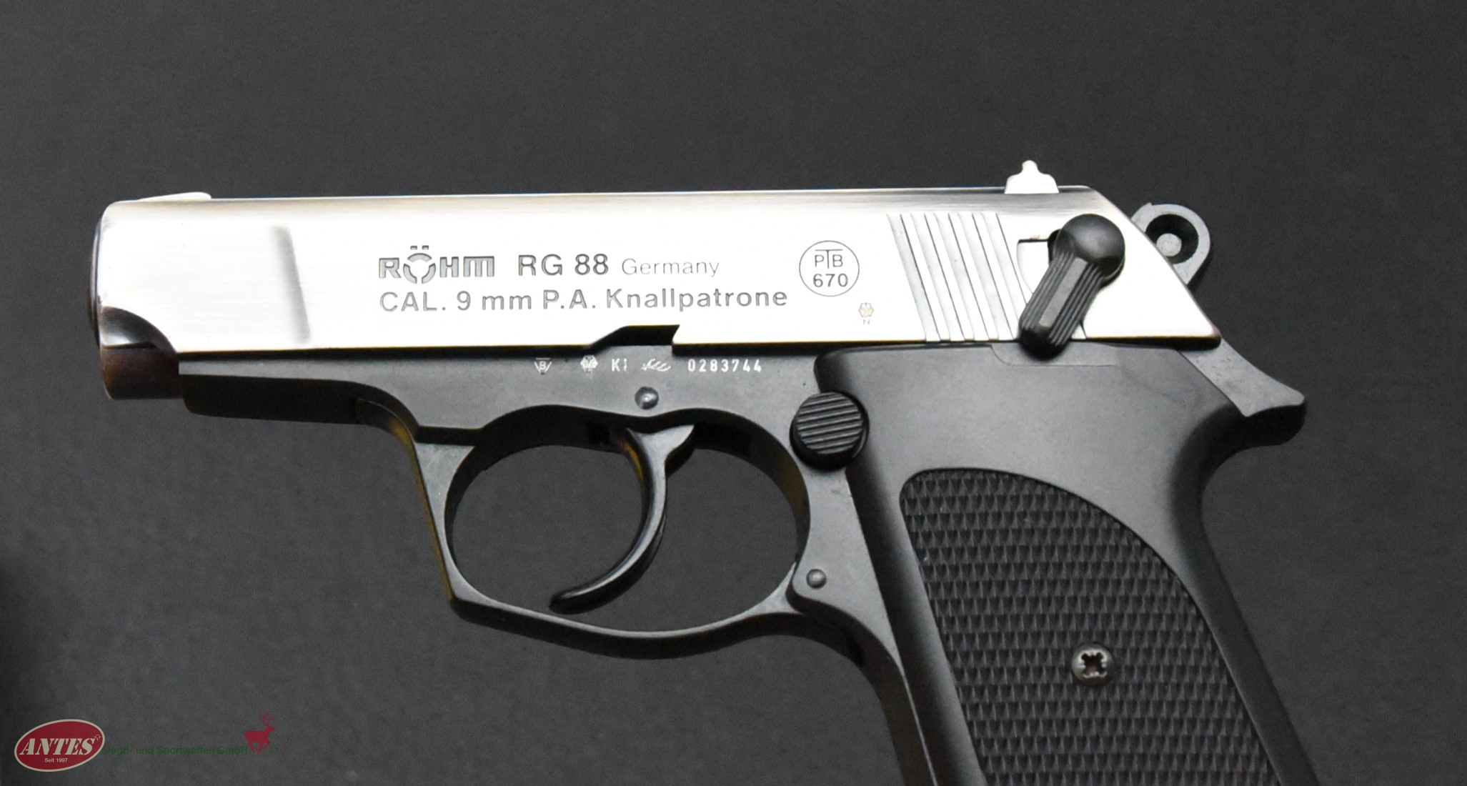 Schreckschuss-Pistole Röhm Mod. RG 88 Altnickel (PTB 670), Kal. 9 mm P ...